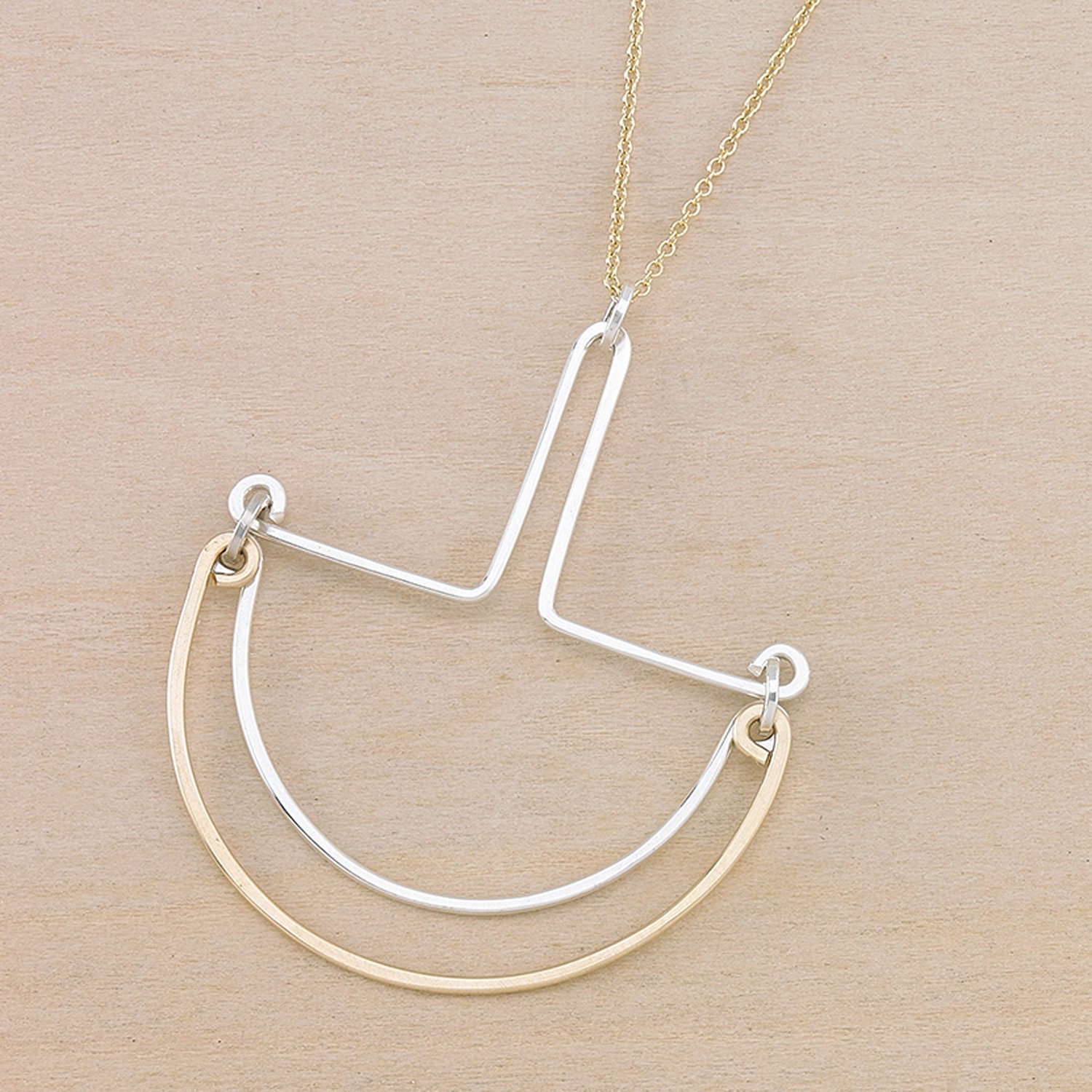 Playful Statement Necklace Unique Gift for Her Mixed Metal | Etsy