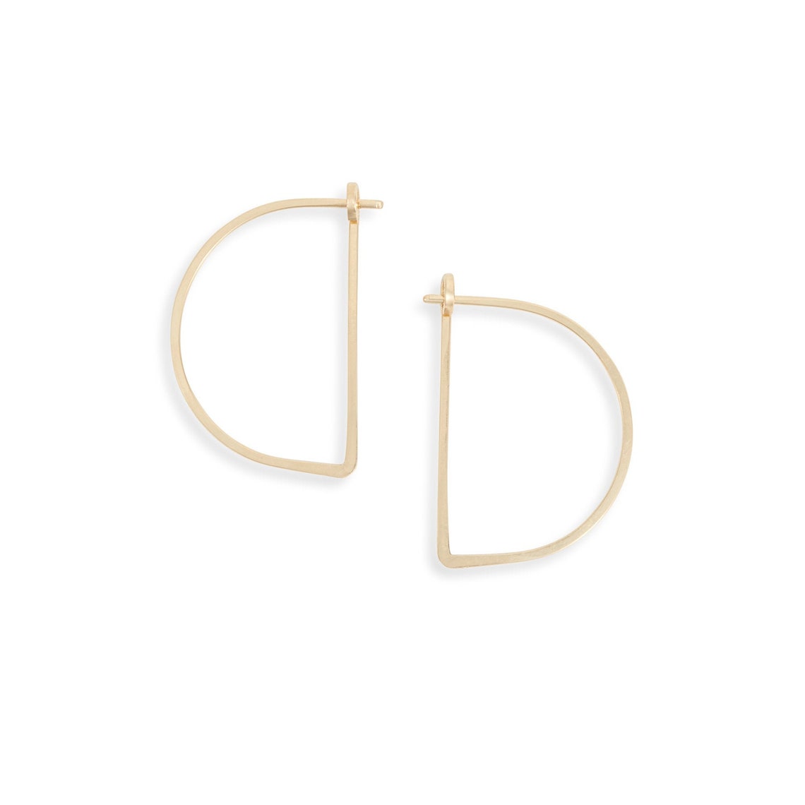 Small Half Circle Hoop Earrings Geometric Thin Line Hoops - Etsy