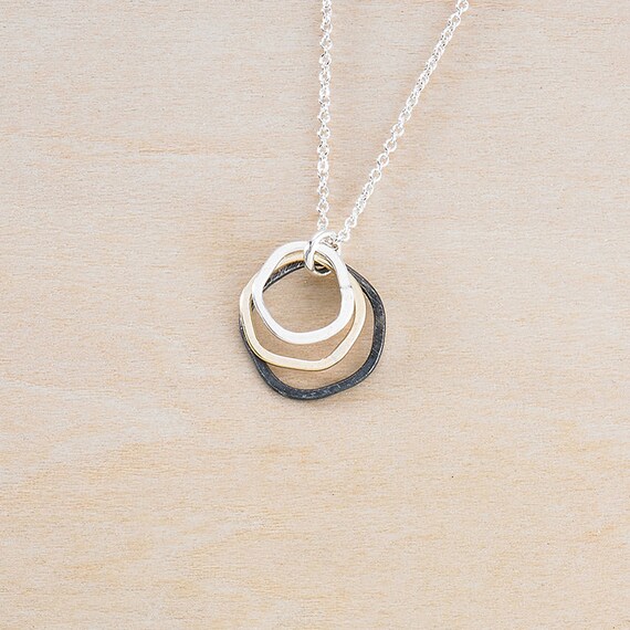 Minimal Mixed Metal Necklace Stacked Circle Necklace Layered | Etsy