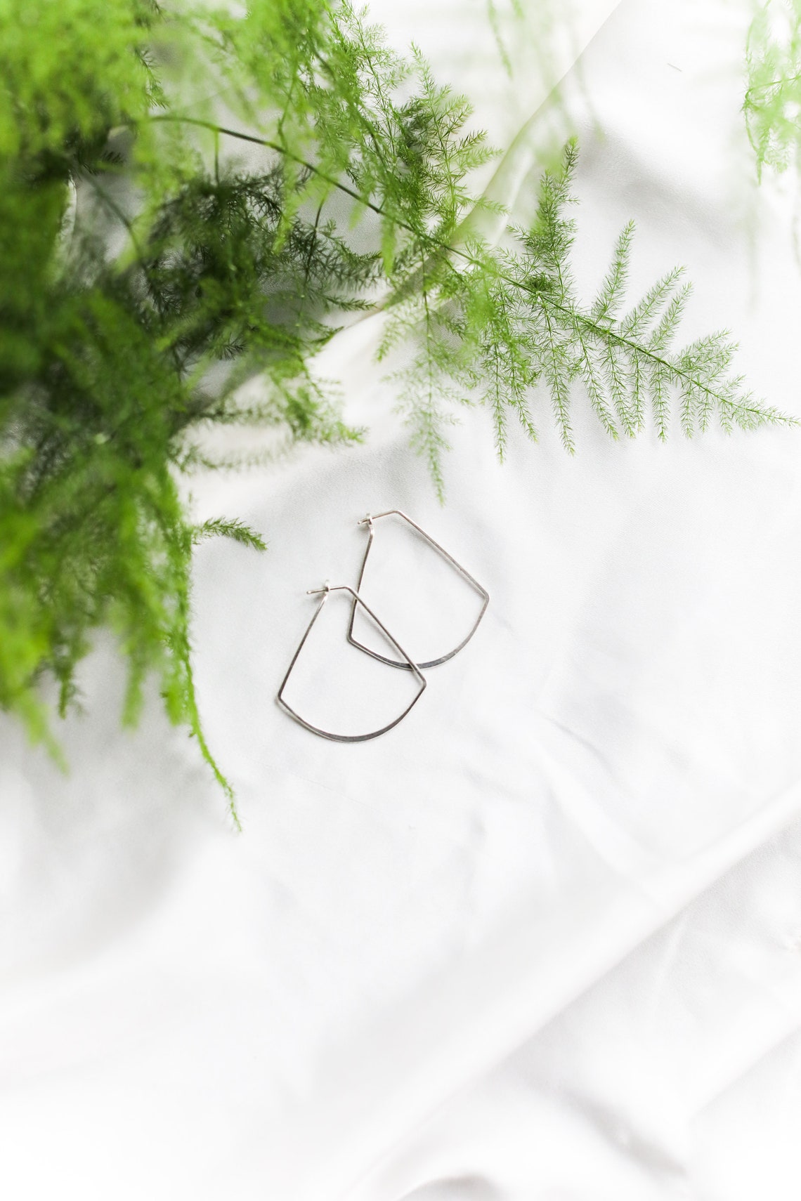 Modern Fan Hoop Earrings in Sterling Silver or Gold Filled - Etsy