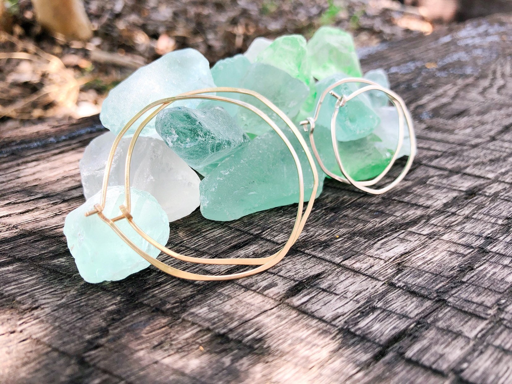 Small Sterling Silver Hoops Hammered Wire Hoops Organic | Etsy