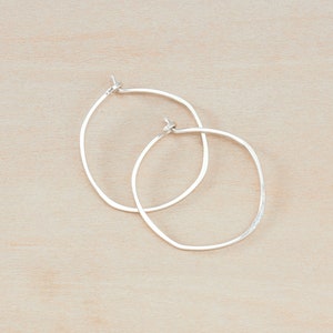 Small Sterling Silver Hoops Hammered Wire Hoops Organic - Etsy
