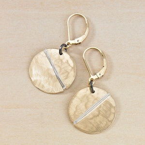 Inspirational Jewelry, Strong Woman Gift, Hammered Gold Disc Earrings ...