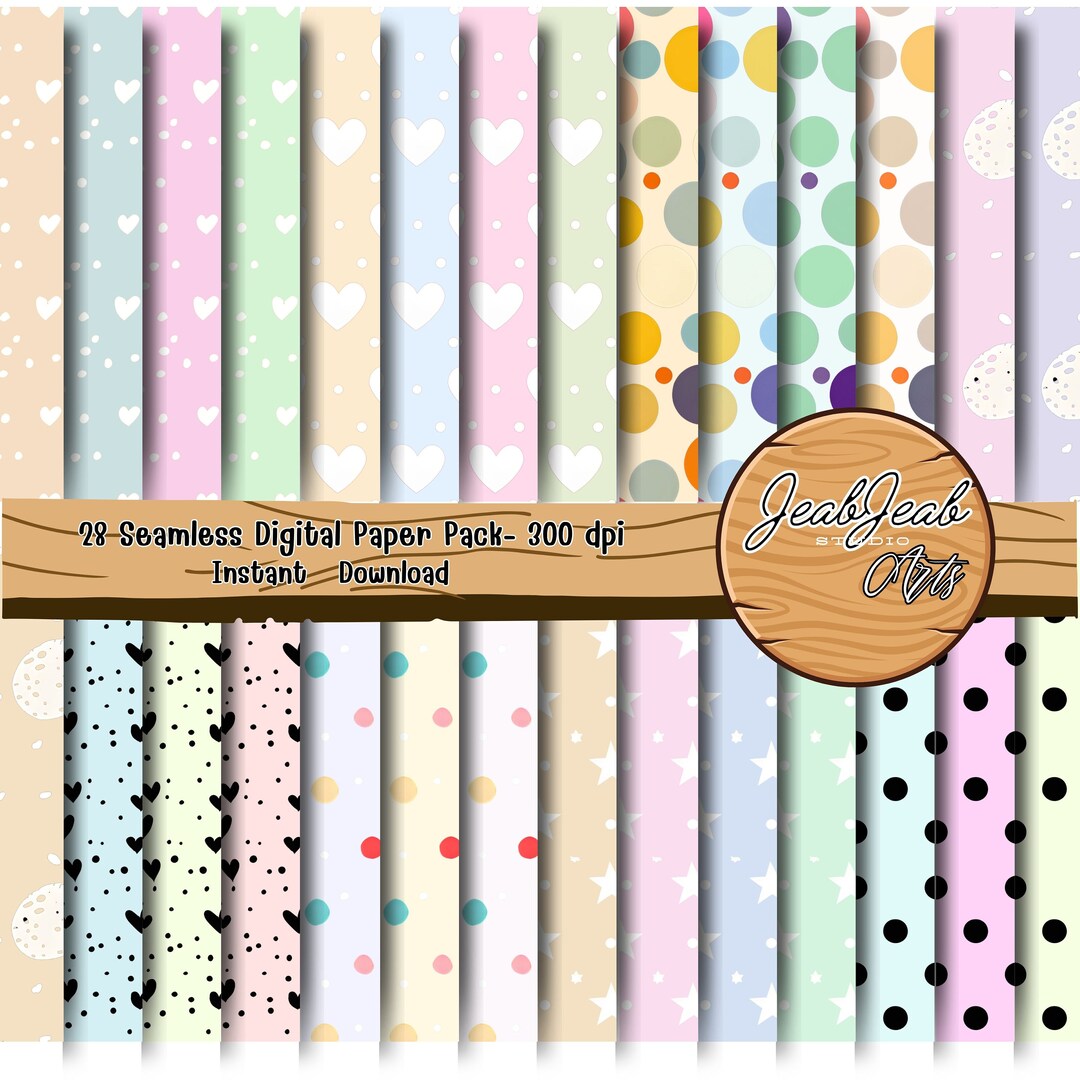 Polka Dot Digital Paper Pack, Seamless Digital Papers, Scrapbooking ...