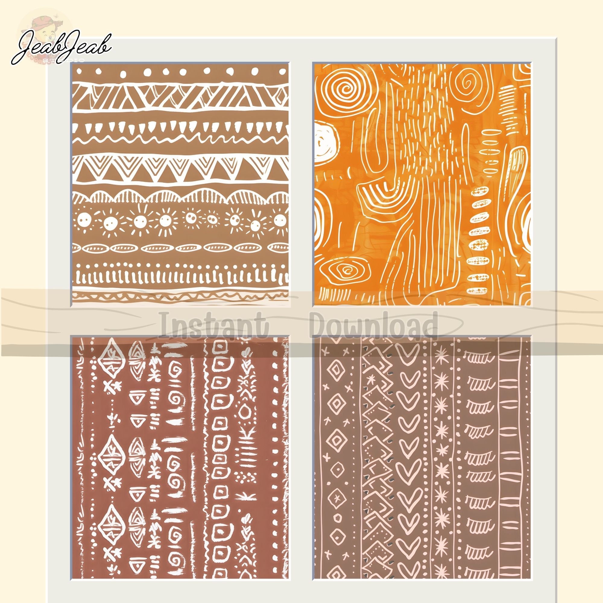 Boho Seamless Digital Paper Pack, Seamless Digital Papers, Scrapbooking ...