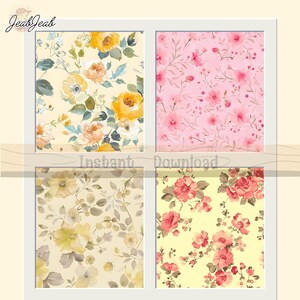Pastel Floral Digital Paper Pack, Seamless Scrapbooking Papers, Pink ...