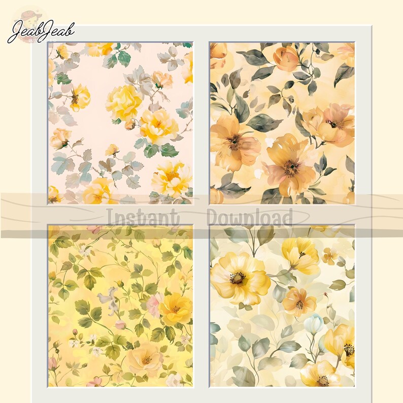 Pastel Floral Digital Paper Pack, Seamless Scrapbooking Papers, Pink ...