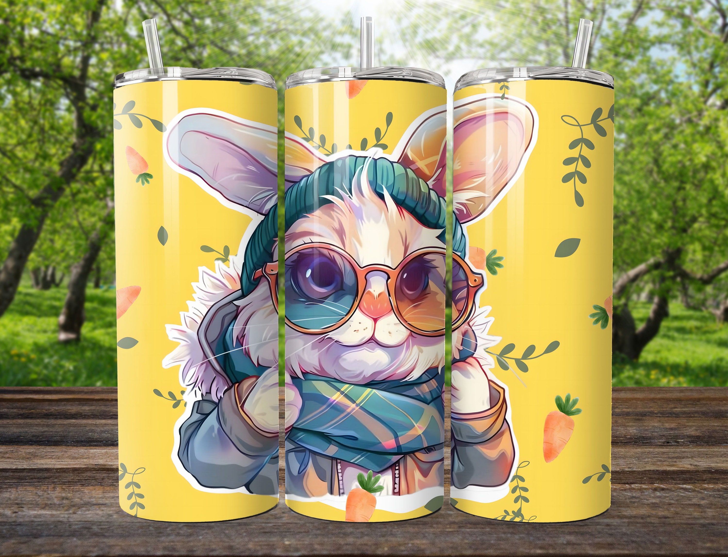 Sunny Bunny 20oz Tumbler Wrap Design, Tumbler PNG, Tumbler Design ...