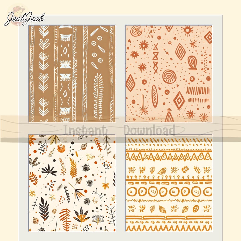 Boho Seamless Digital Paper Pack, Seamless Digital Papers, Scrapbooking ...
