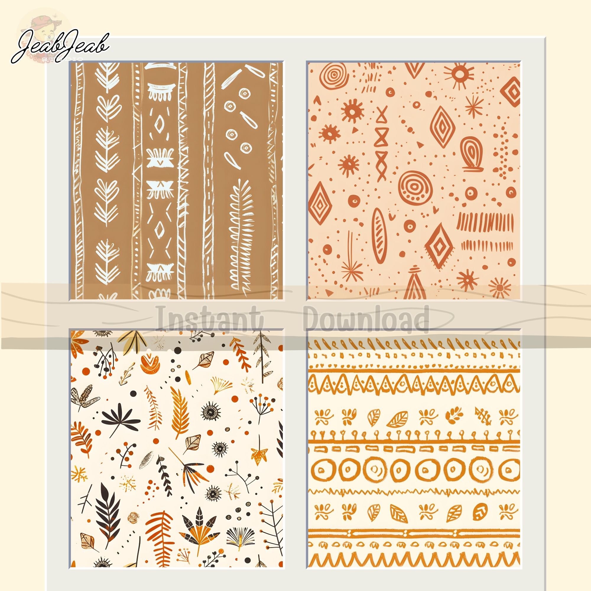 Boho Seamless Digital Paper Pack, Seamless Digital Papers, Scrapbooking ...