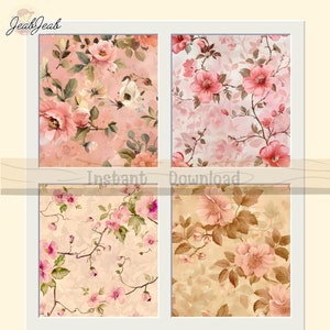 Pastel Floral Digital Paper Pack, Seamless Scrapbooking Papers, Pink ...