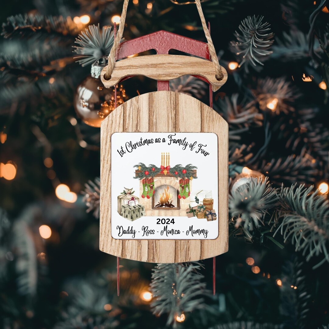 Personalized Family Christmas Ornament 2024 Custom Fireplace of Four ...