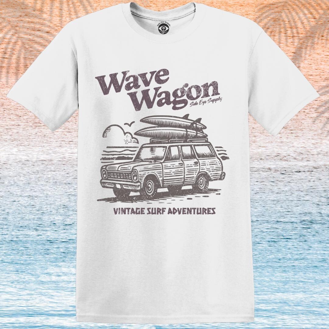 Retro Surf Wagon Tee, Wave Wagon Graphic Shirt, Vintage Beach, Old ...