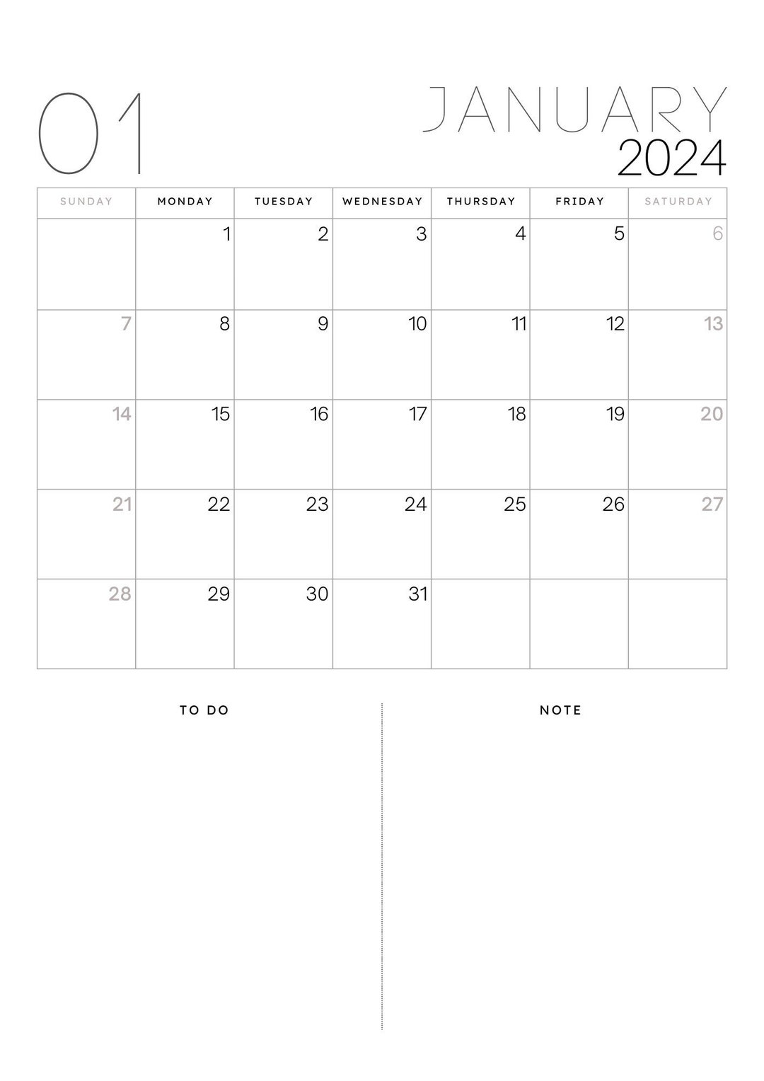 Monthly Calendar Sheet - Etsy