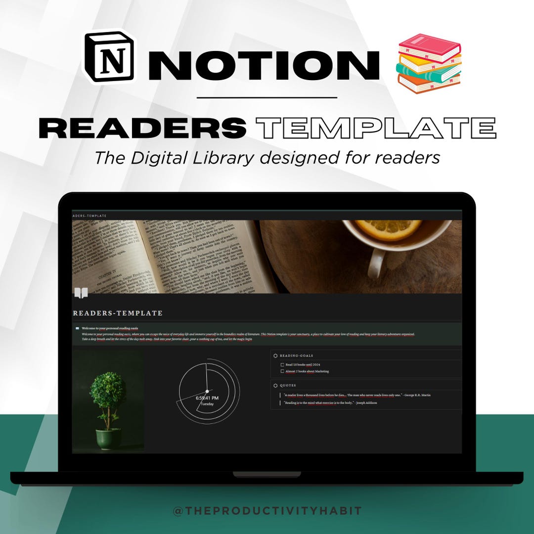 Digital Library Notion Template: Elegant Book Shelf Tracker, Journaling ...