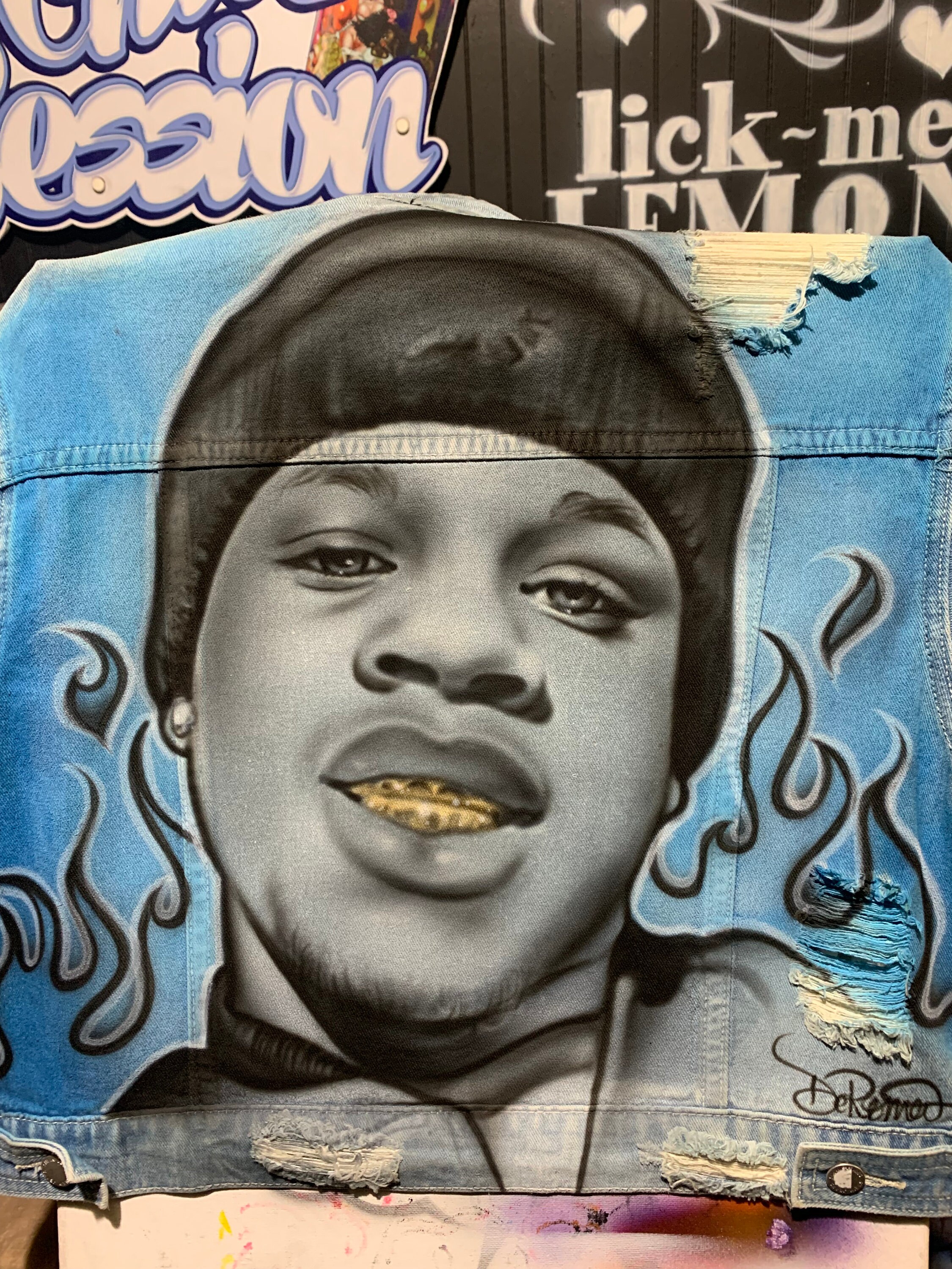 Custom Airbrushed Jean Jacket Portraits - Etsy