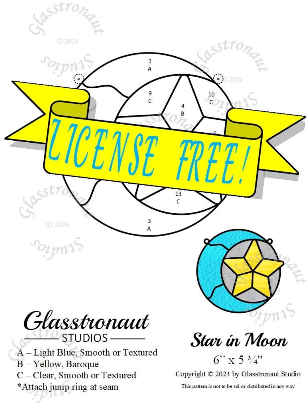 Moon and Star Stained Glass Pattern - Etsy
