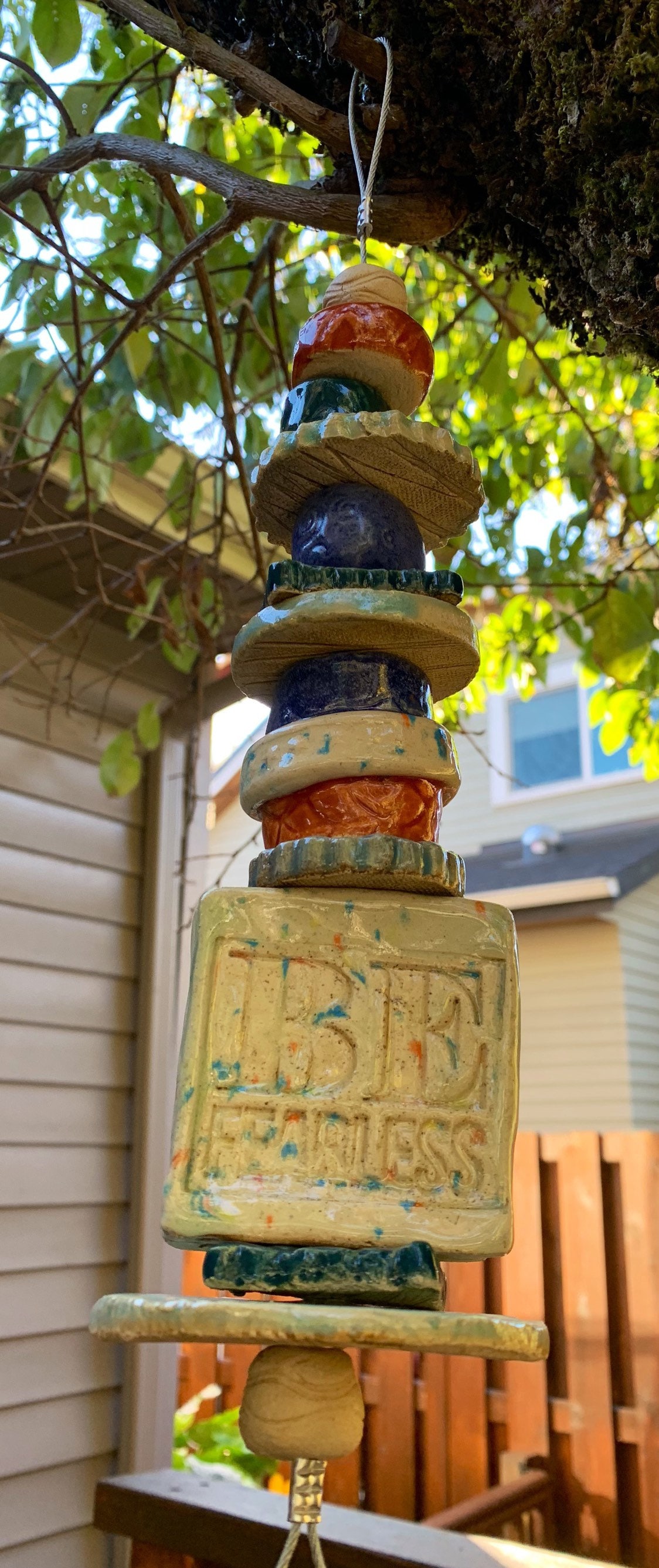 Hanging Ceramic Totem - Be Fearless