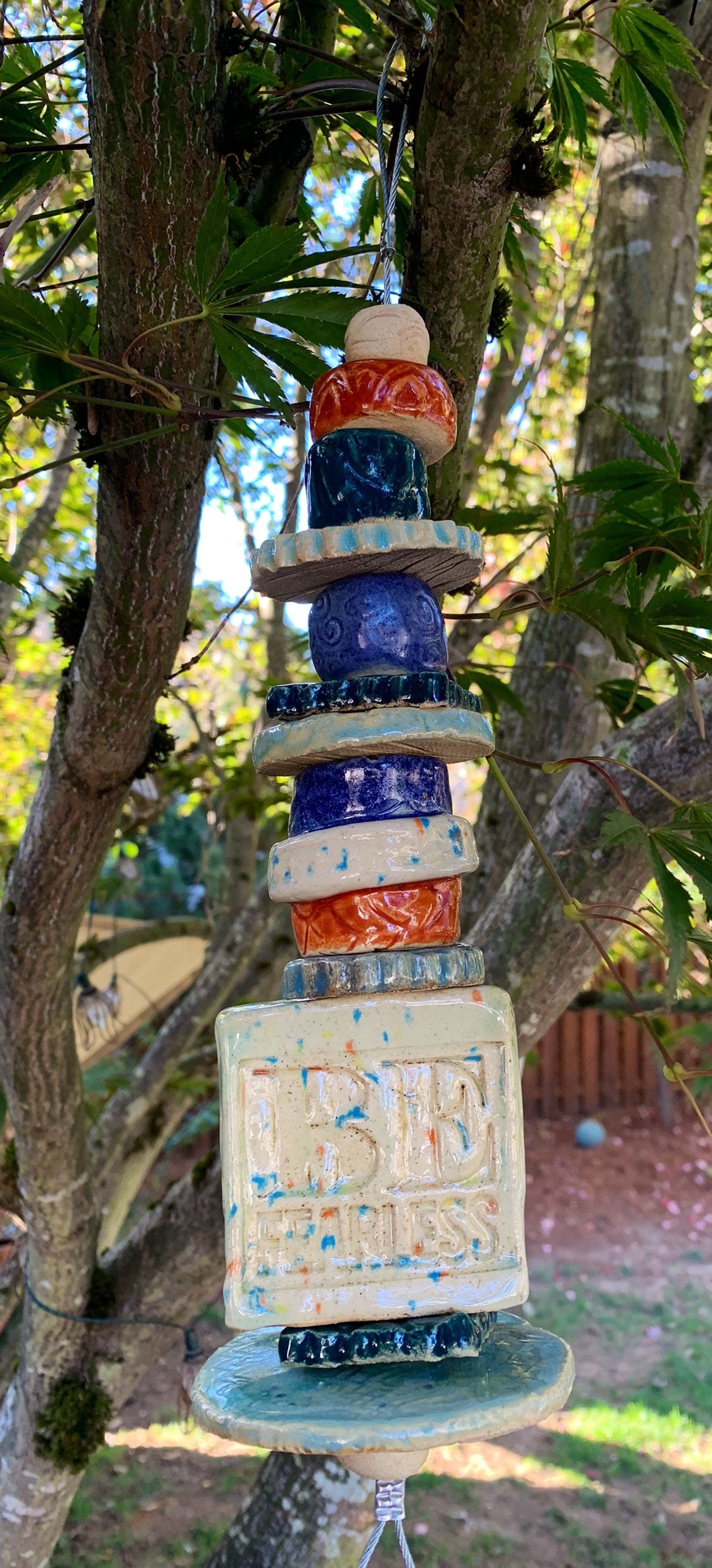 Hanging Ceramic Totem - Be Fearless