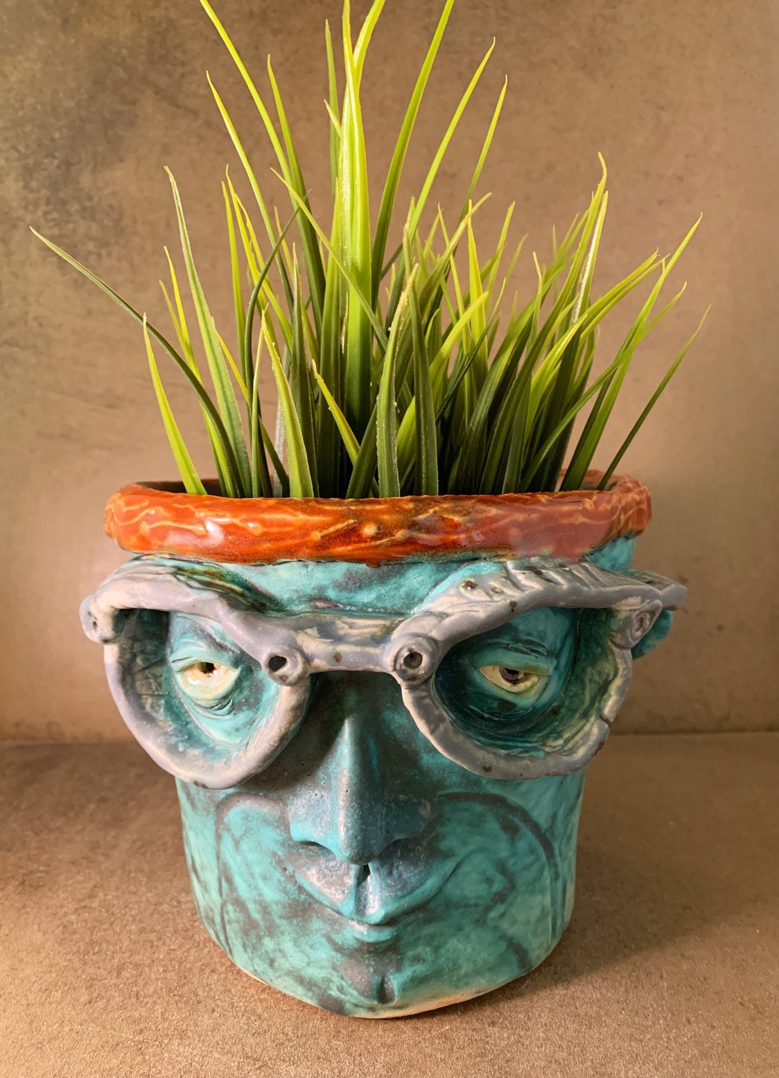 Face Planter - Glasses with Aqua Glaze