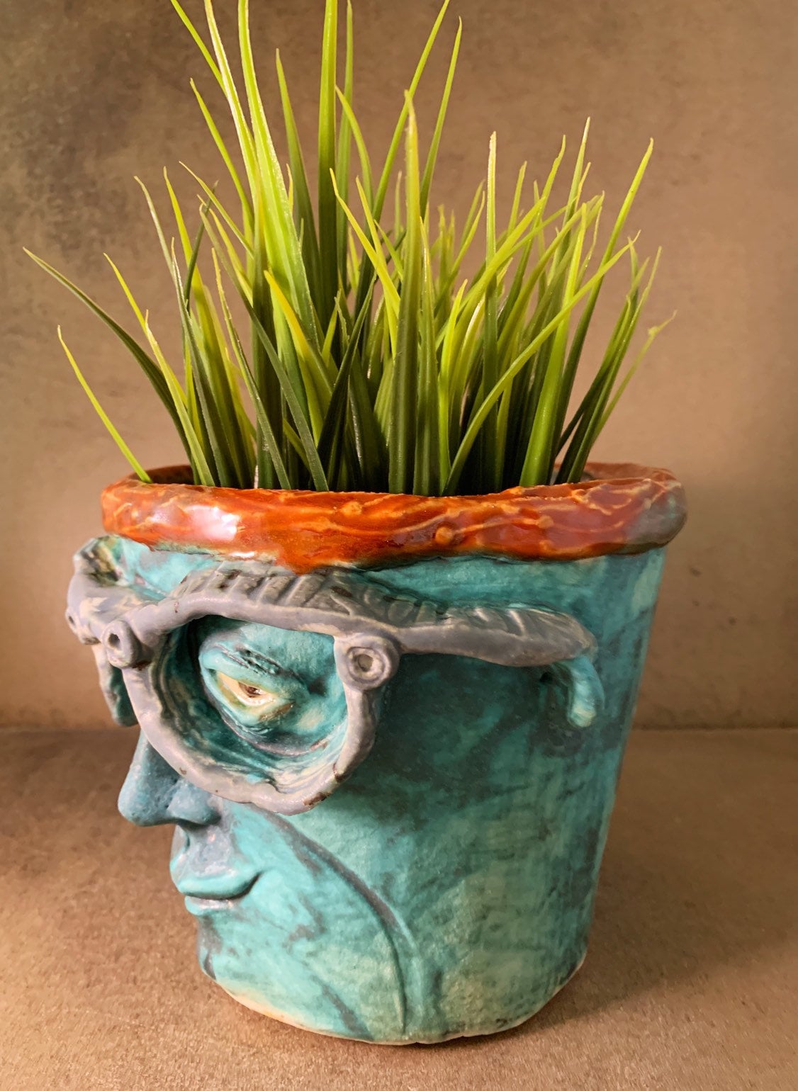 Face Planter - Glasses with Aqua Glaze