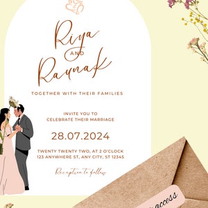 Editable Rustic Wedding Invitation Card Template | Minimalistic Brown ...