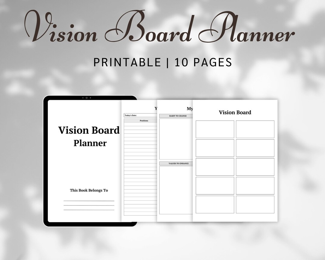 Printable 10-page Vision Board Planner Goal Setting, Dream ...