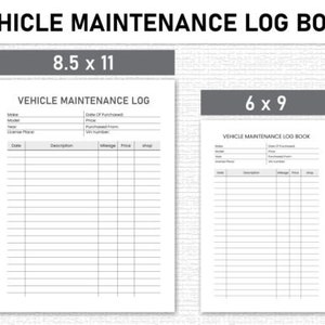 Vehicle Maintenance Logbook Kdp Digital Planner Template Canva Editable ...