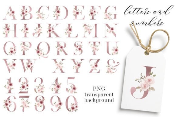 Pink Letters Numbers Floral Alphabet Inspirational Quote Sticker Bundle ...