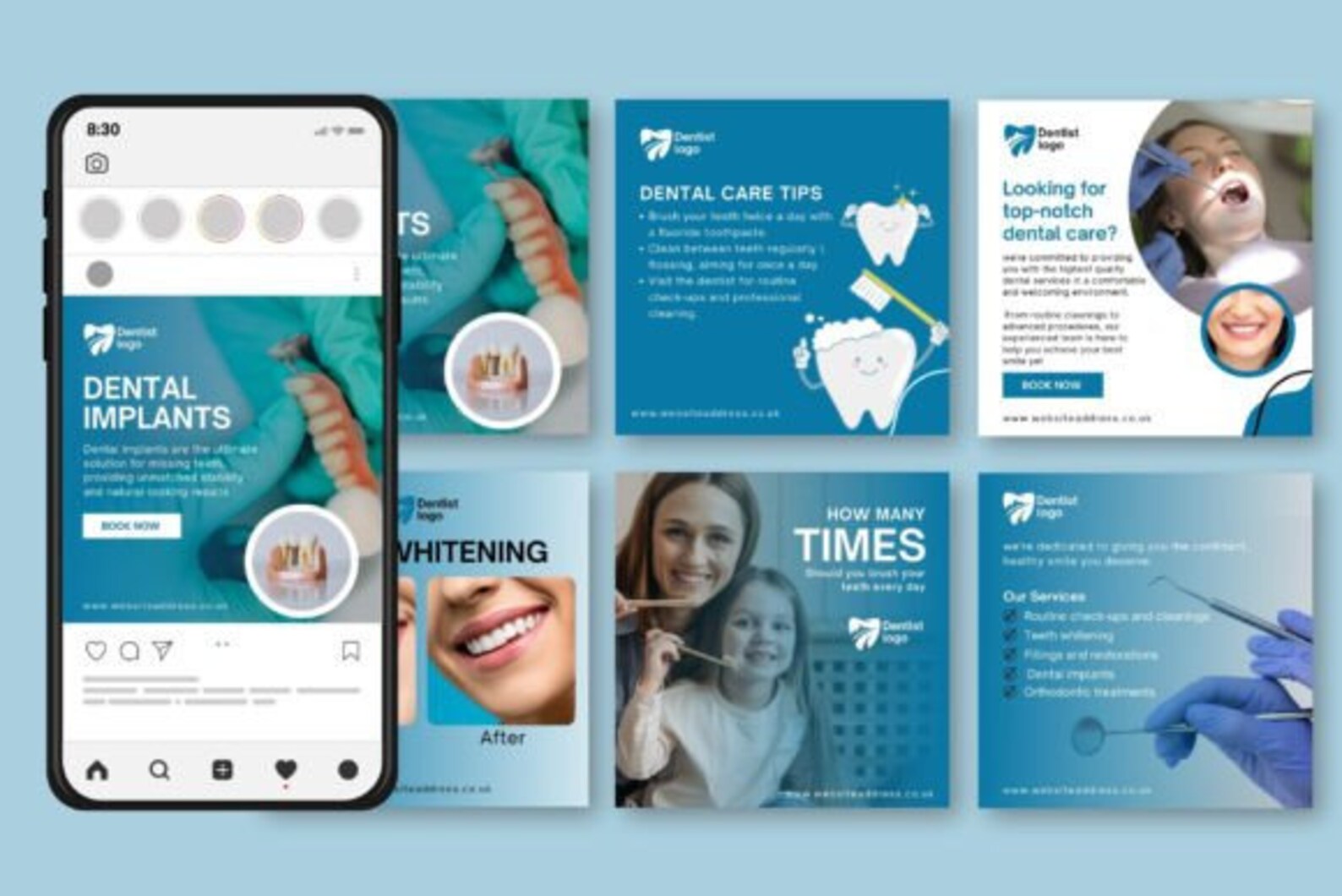 Dentist Social Media Post Template Graphic Designer Social Media Posts ...