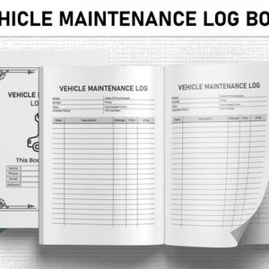 Vehicle Maintenance Logbook Kdp Digital Planner Template Canva Editable ...