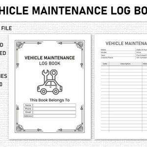 Vehicle Maintenance Logbook Kdp Digital Planner Template Canva Editable ...