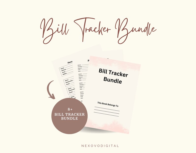 Bill Tracker Journal Template Personal Finance Organizer Budget Planner ...