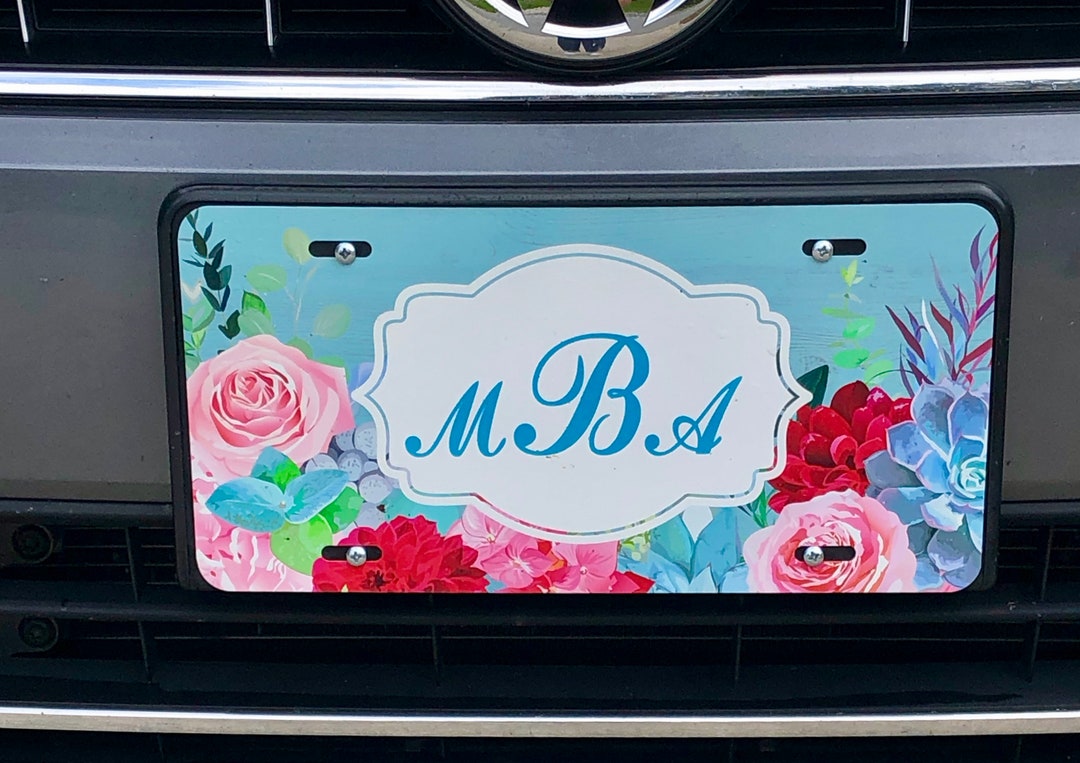 Floral Car Plate Cover Custom and Personalized FREE Shipping - Etsy