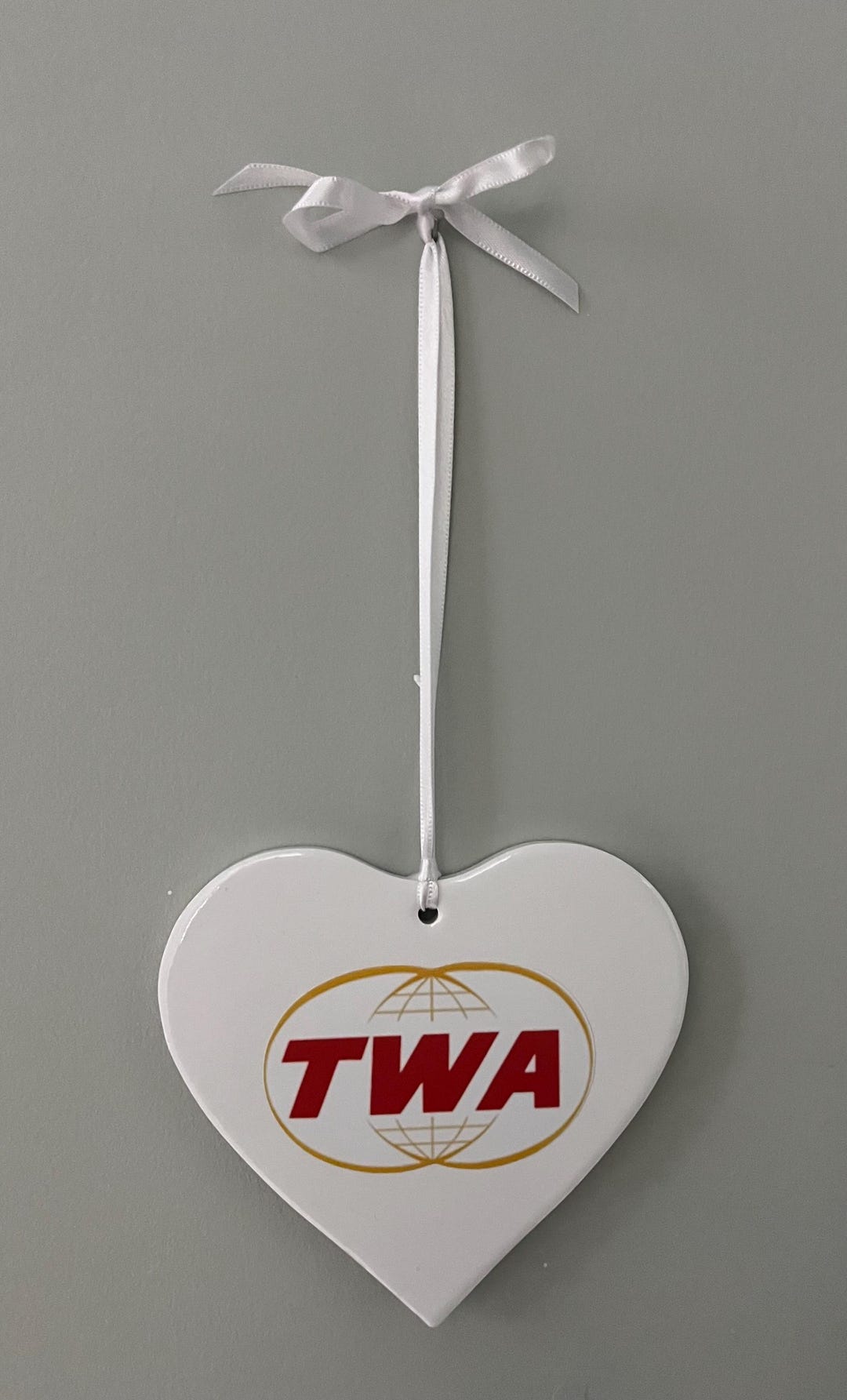 Vintage TWA Airline Logo Ceramic Heart Home Decor Free Shipping Perfect ...