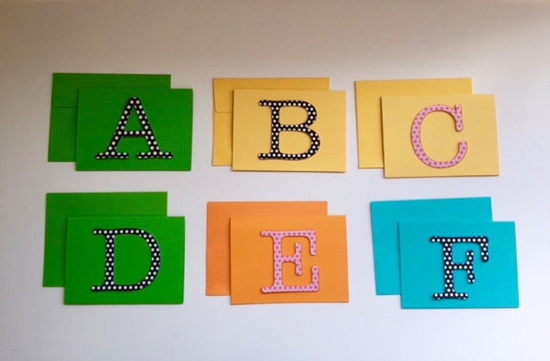Handmade Alphabet Note Cards Free Domestic Shipping - Etsy