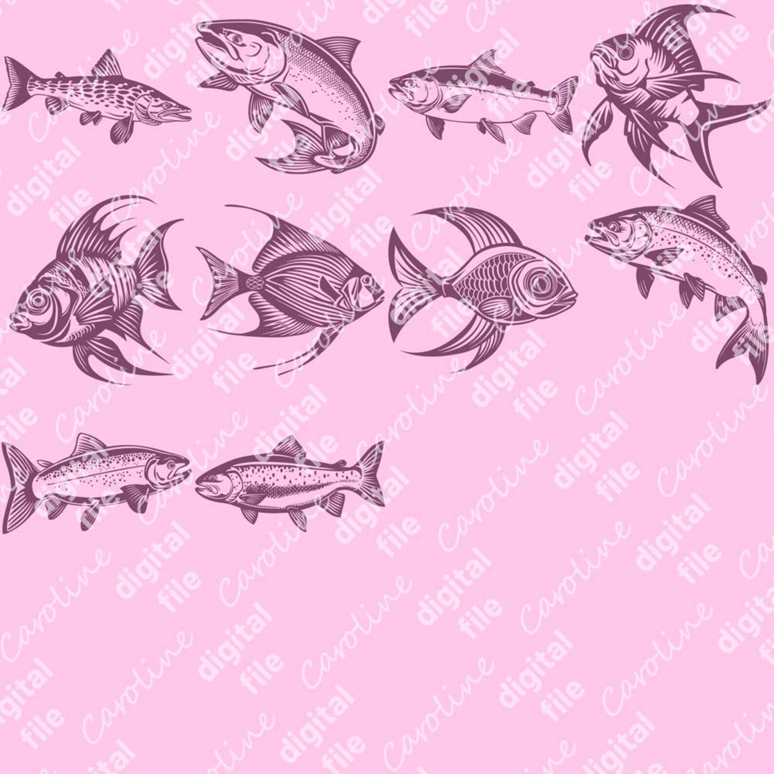 Fish Bundle Svg Cut File for Cricut Fish Bundle Png Animal Mockup Svg ...