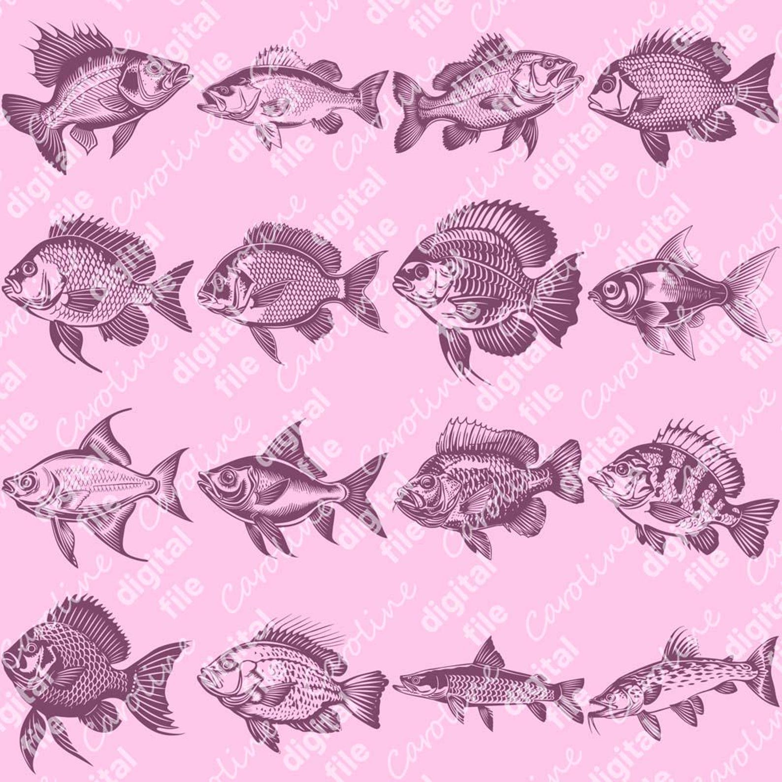 Fish Bundle Svg Cut File for Cricut Fish Bundle Png Animal Mockup Svg ...