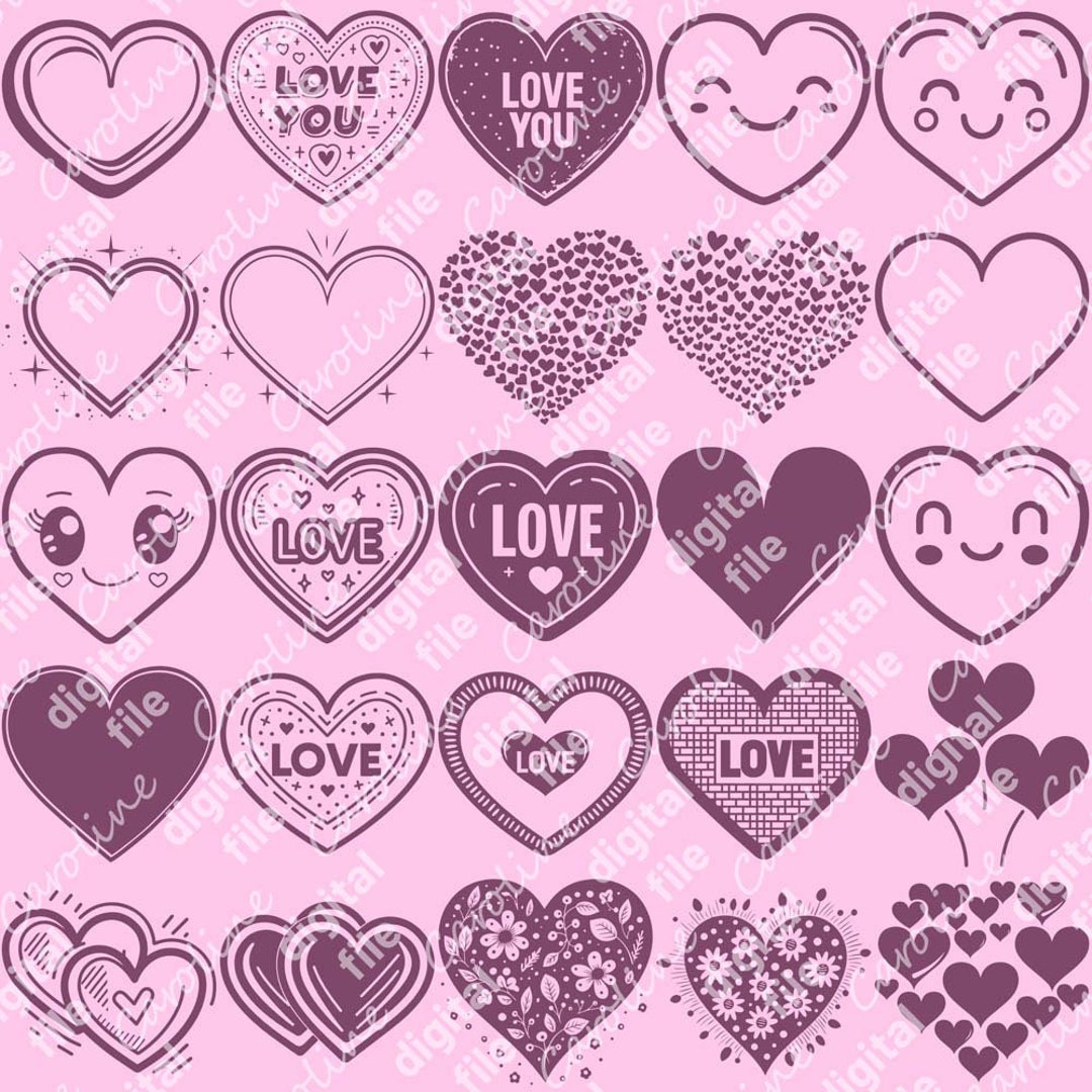 Heart Bundle SVG Heart Cliparts PNG Heart Doodle SVG, Heart Svg Cut ...