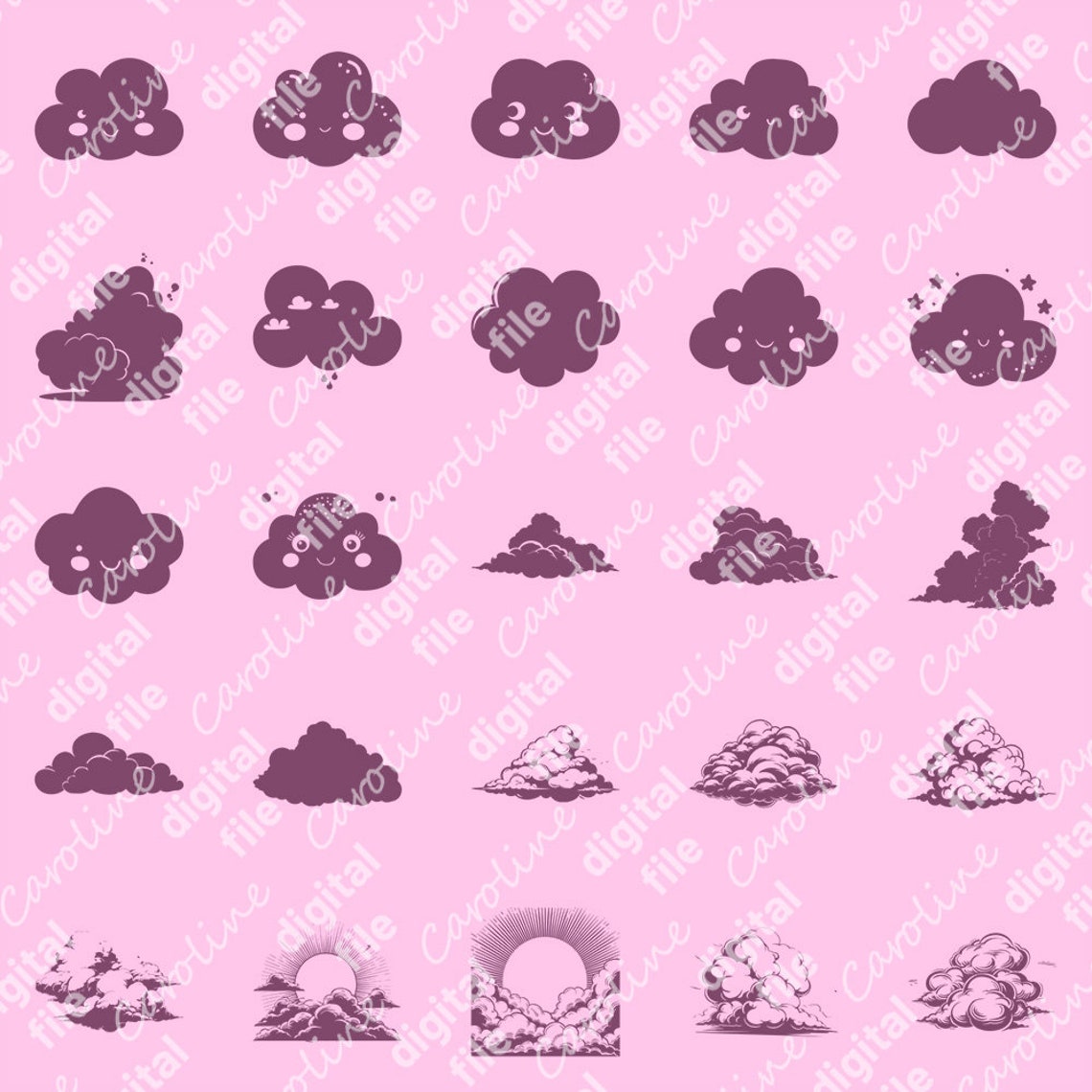 Cloud SVG, Cloud Clipart, Cloud Bundle SVG Files, Cloud Files for ...