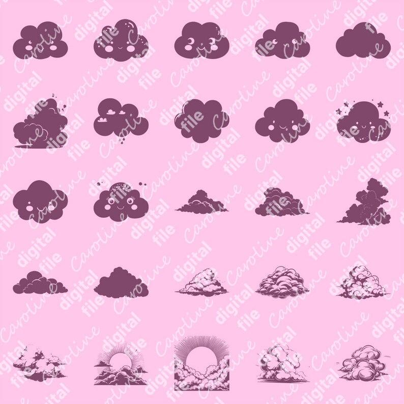 Cloud SVG, Cloud Clipart, Cloud Bundle SVG Files, Cloud Files for ...