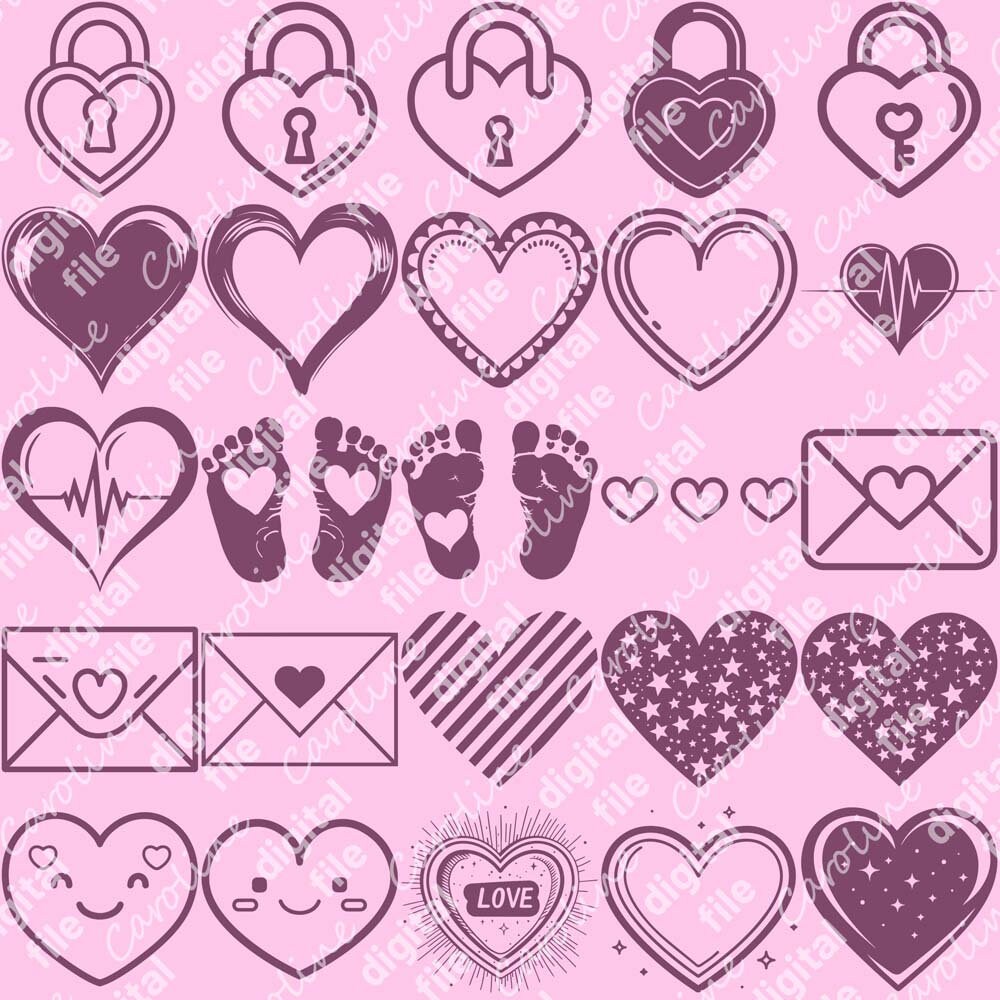 Heart Bundle SVG Heart Cliparts PNG Heart Doodle SVG, Heart Svg Cut ...