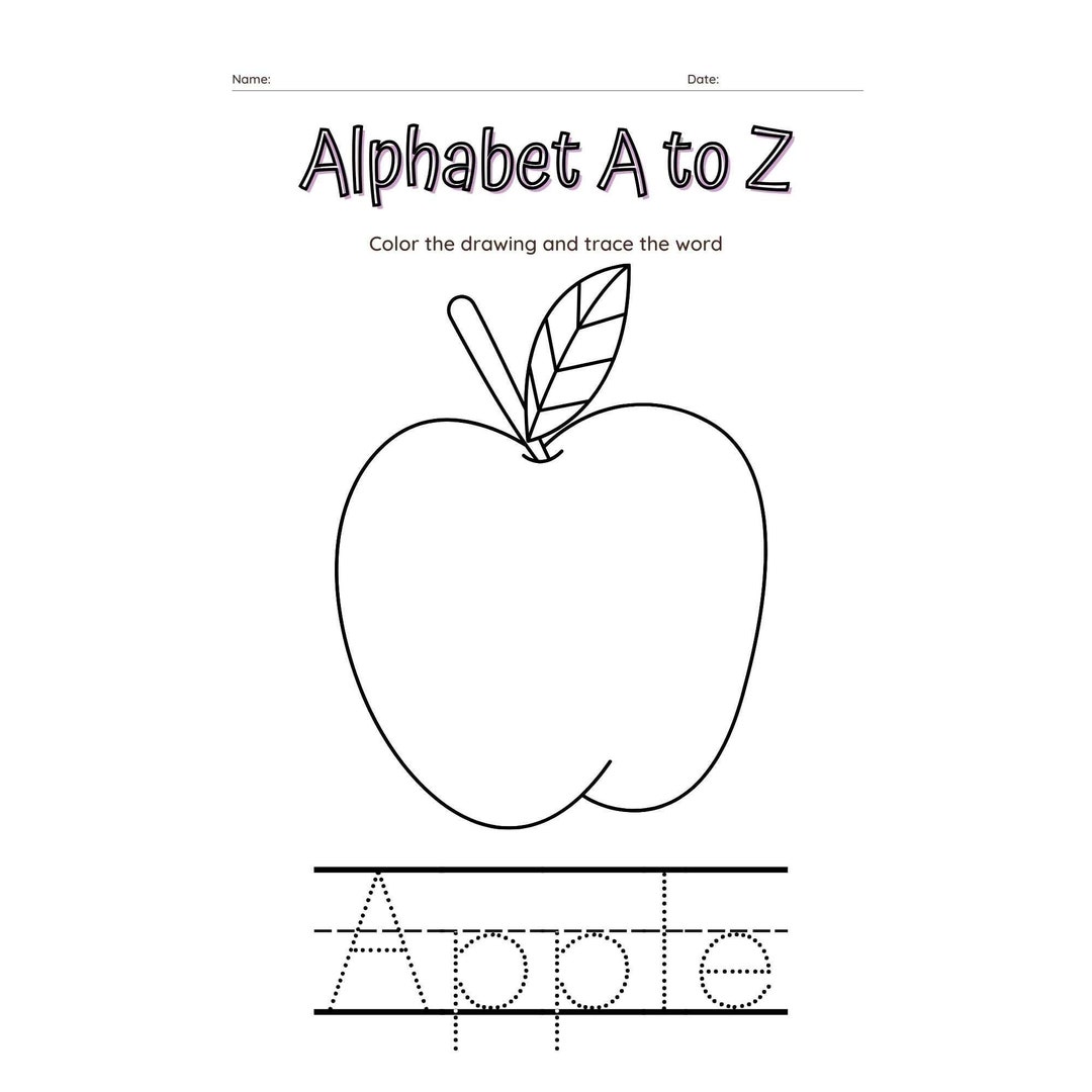 Alphabet A-Z Coloring Worksheet Set - Etsy