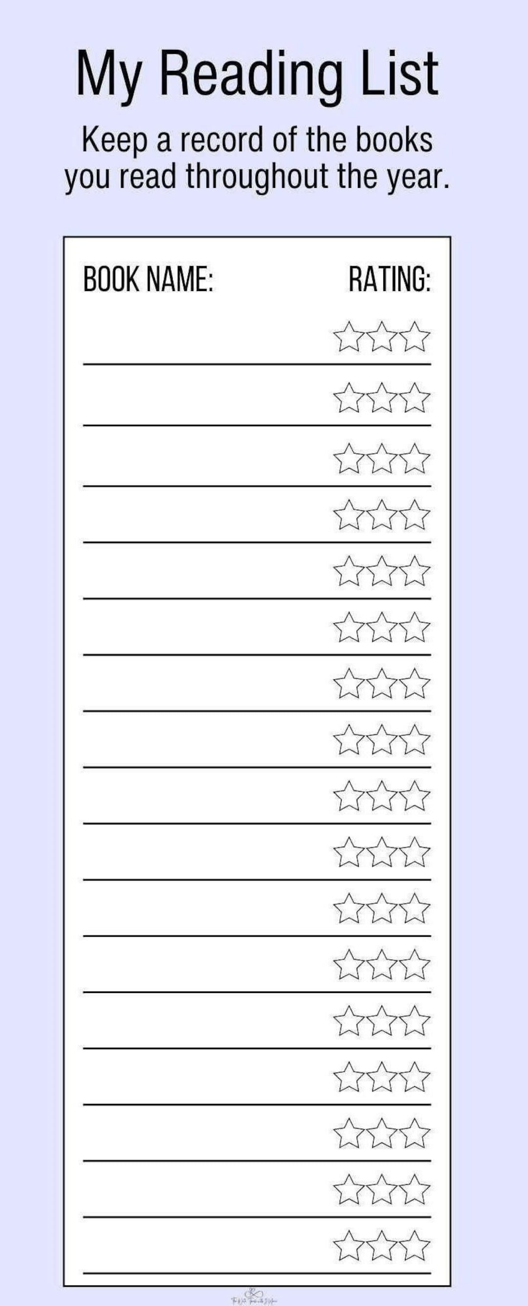 My Reading List Bookmark - Etsy