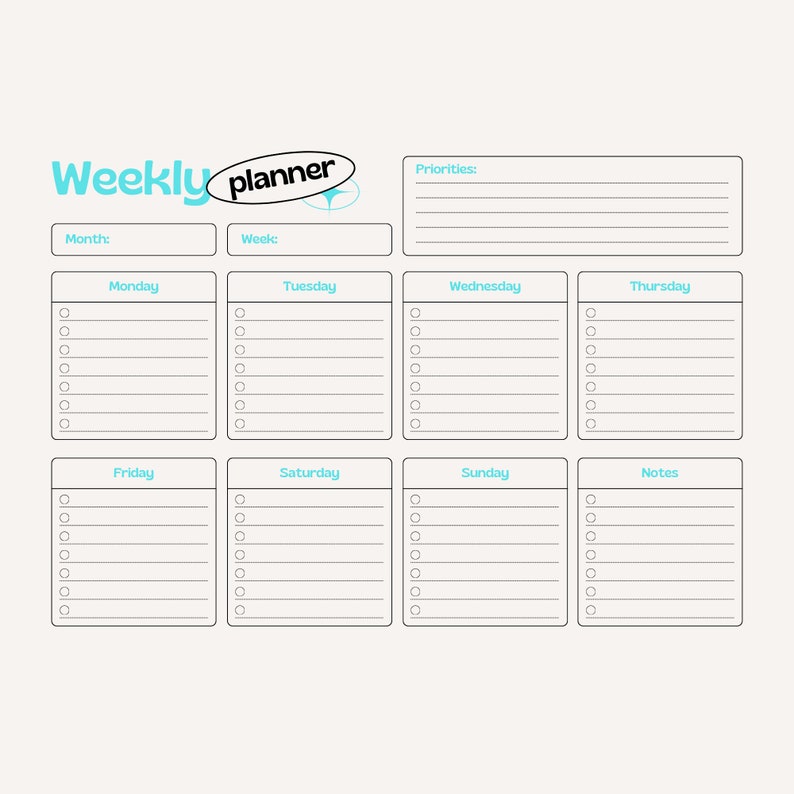Weekly Planner Sheets - Etsy