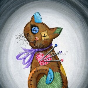 Voodoo Cat Doll Patchwork Cat Pin Cushion Cat Doll Button Eyes Cat ...