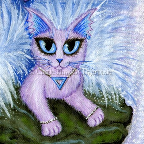 Mermaid Cat Art Elemental Water Cat Painting Mercat Ocean Sea | Etsy