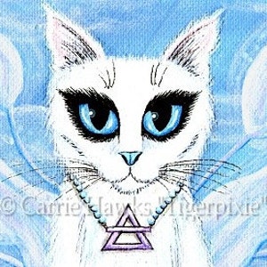 Fairy Cat Art Elemental Air Cat Painting Sky Clouds Elements Art White ...