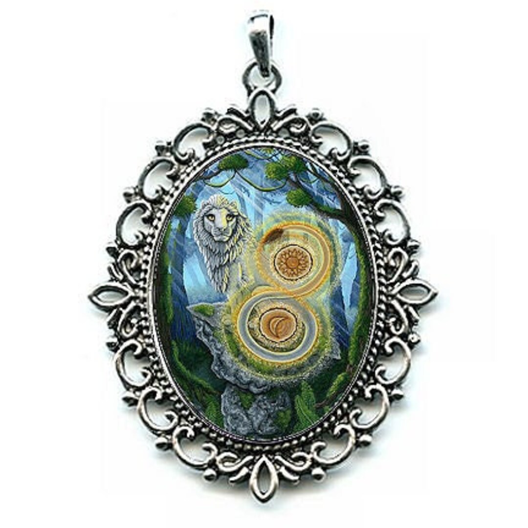 Lion Necklace Stone Balanced Lion Two of Pentacles Elemental Earth ...