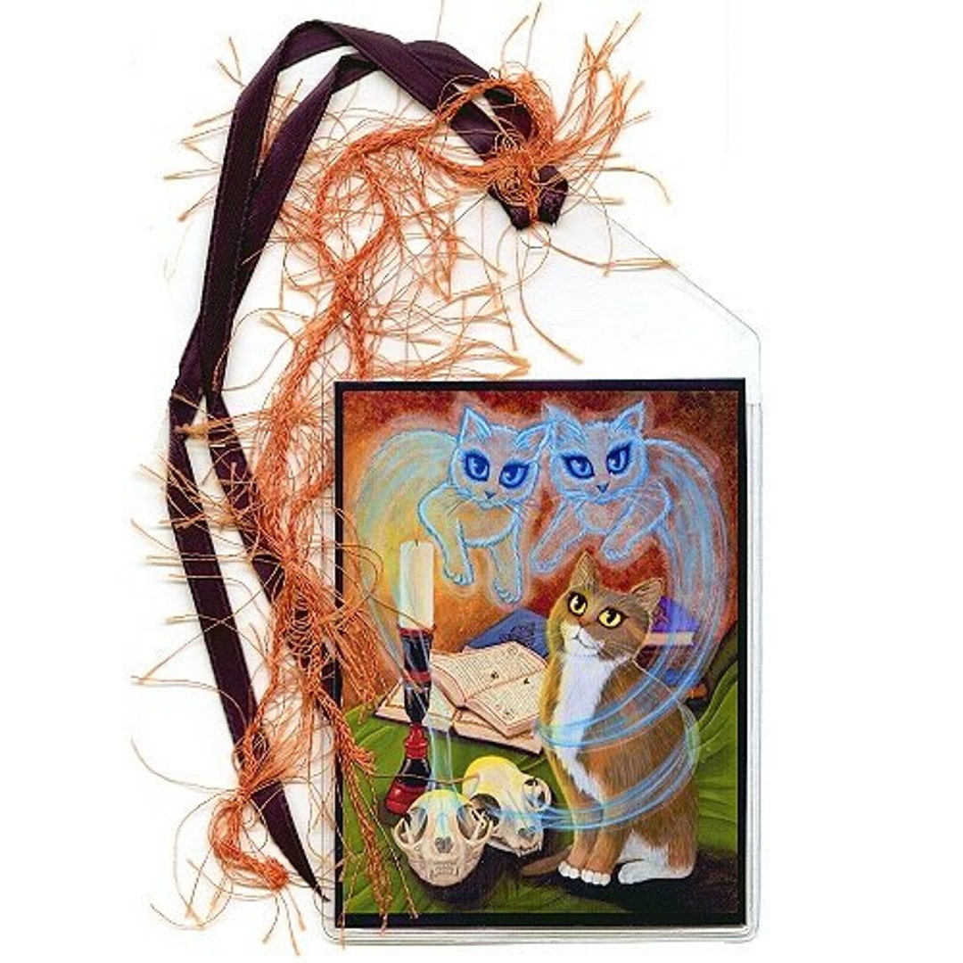 Witch Cat Bookmark Ghost Cats Skulls Spells Magic Gothic Bookmarker ...